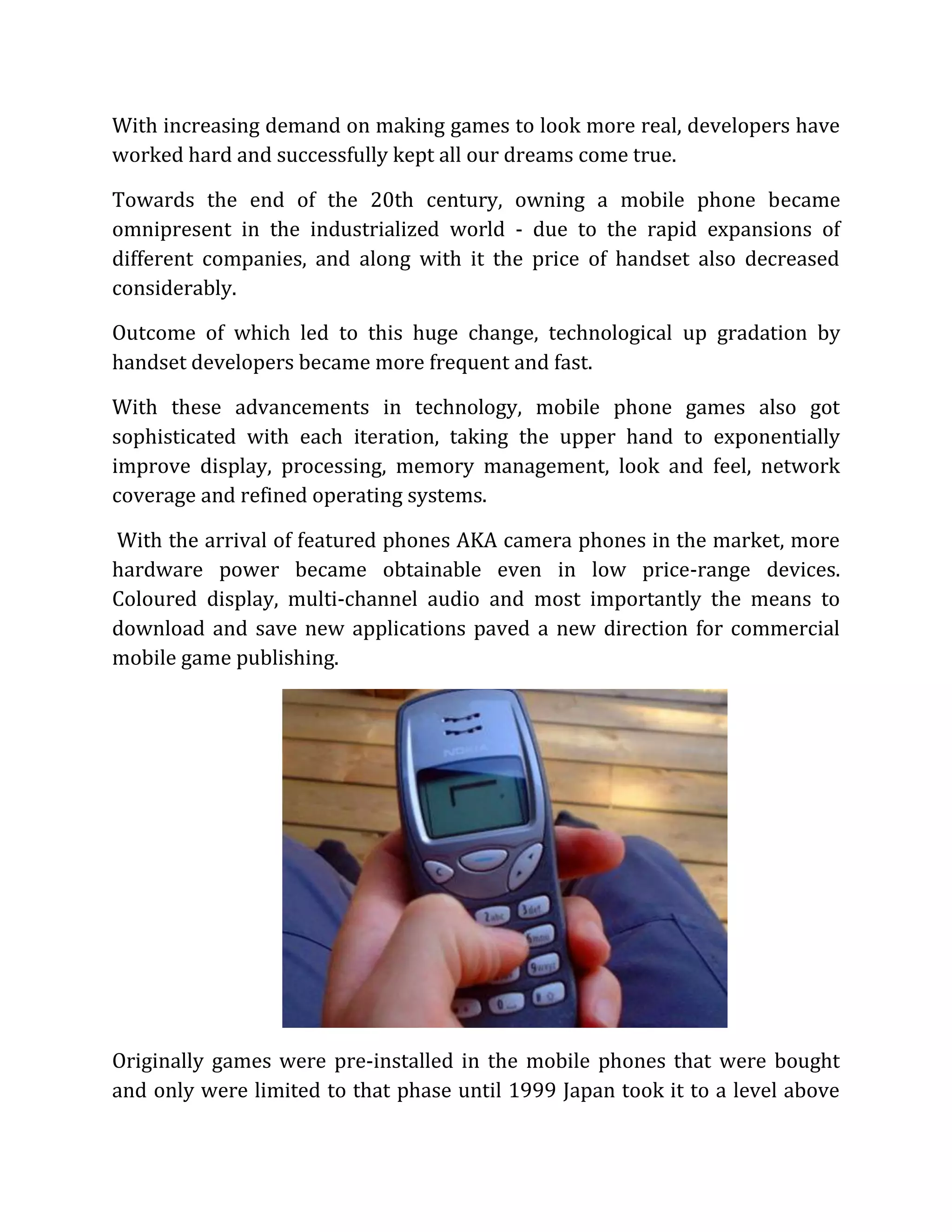 HISTORY Of MOBILE GAMING | PDF