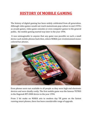 HISTORY Of MOBILE GAMING | PDF