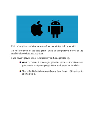 HISTORY Of MOBILE GAMING | PDF