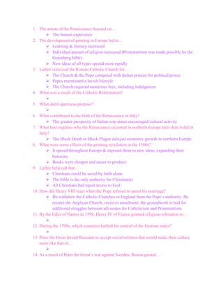 History mt study guide answers | PDF