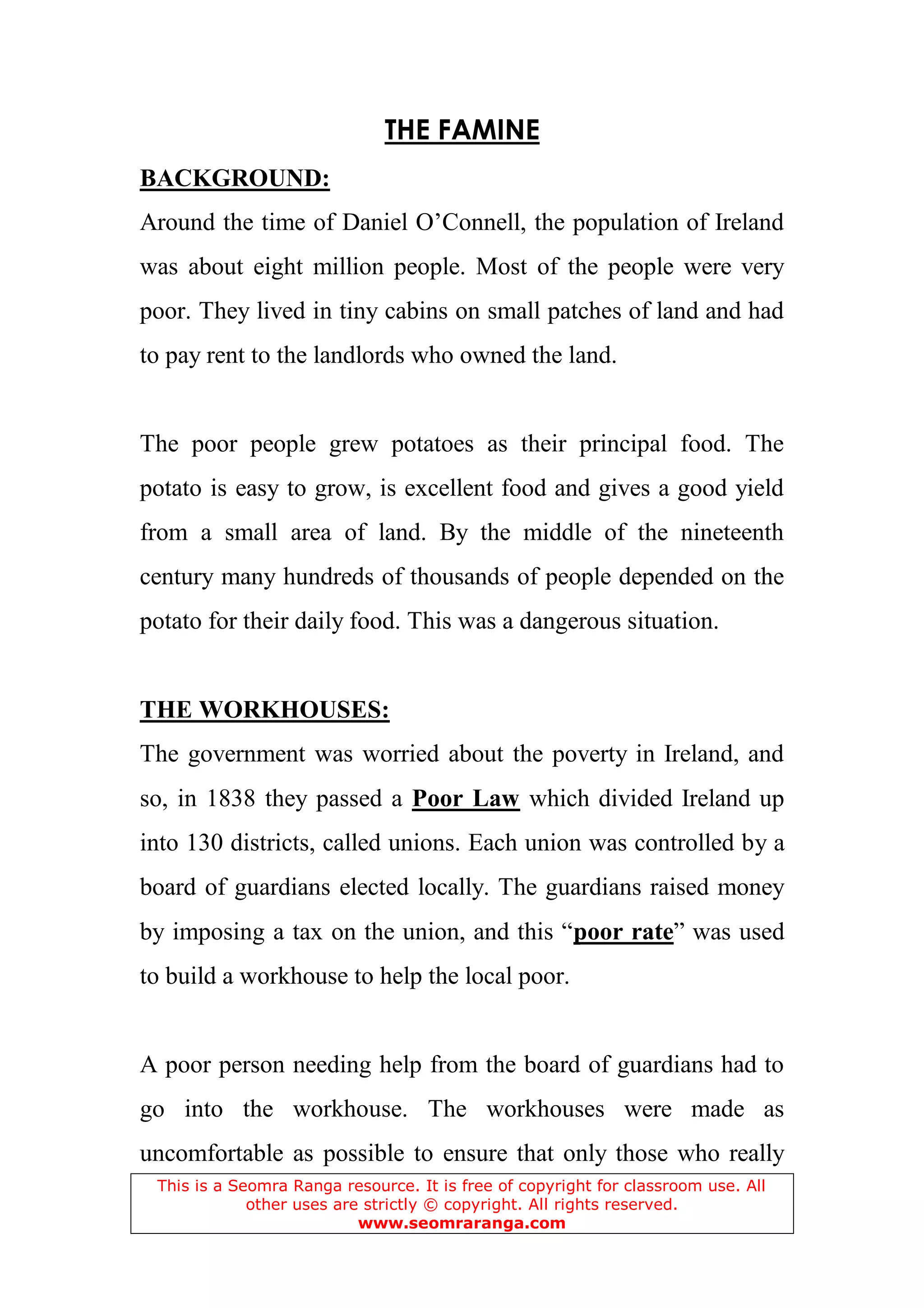 History Notes on the Famine | PDF