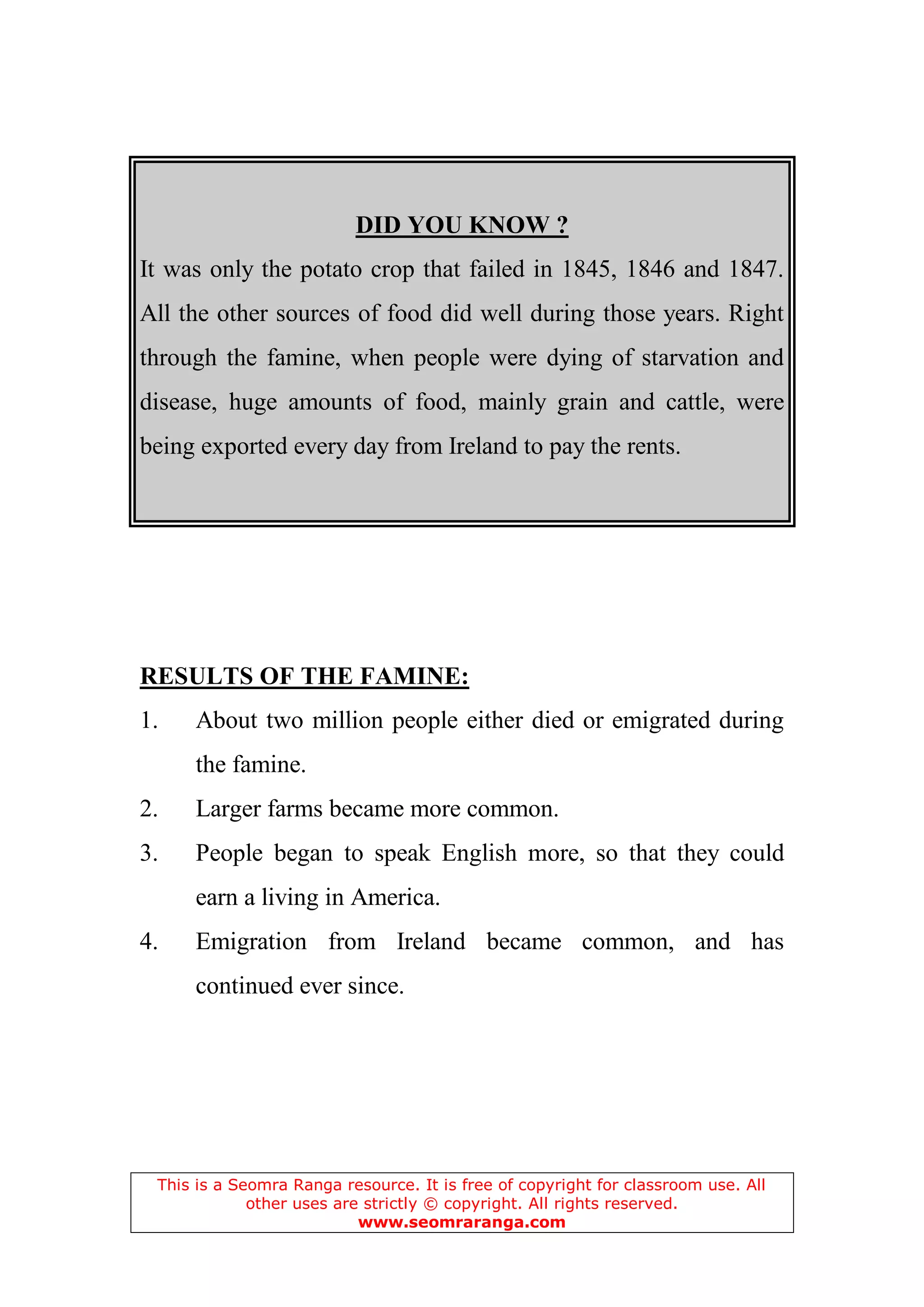 History Notes on the Famine | PDF