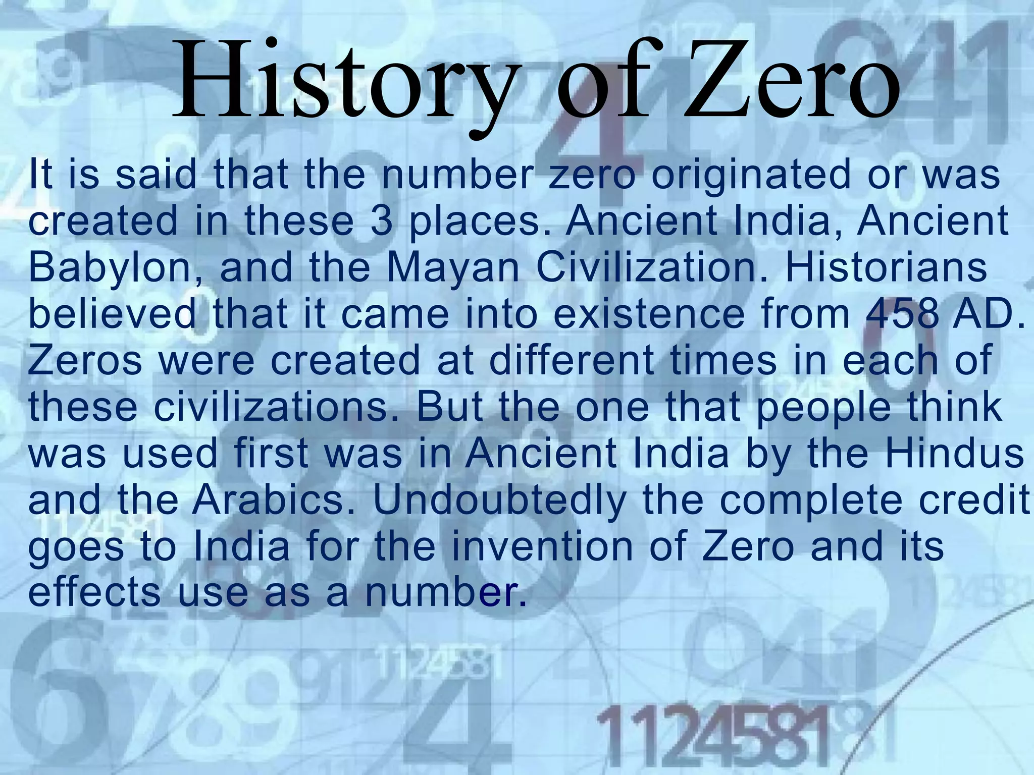 History of Zero - Mathematics | PPTX