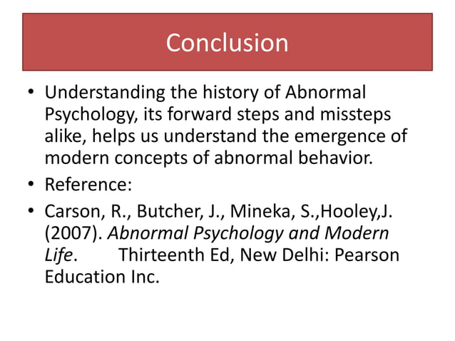 History of abnormal psychology | PPTX | Mental Health | Diseases and ...