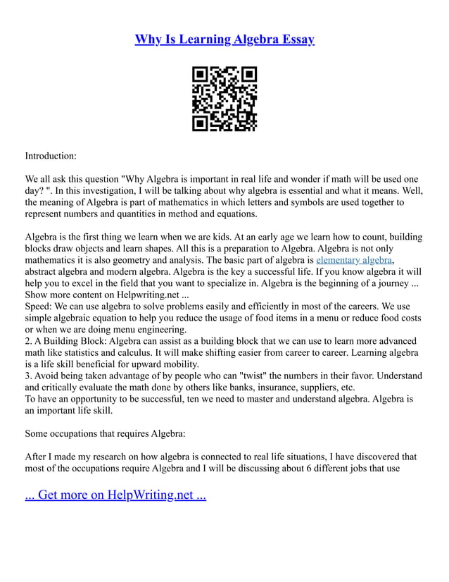 History Of Algebra Essay | PDF | Educational Assessment | Education