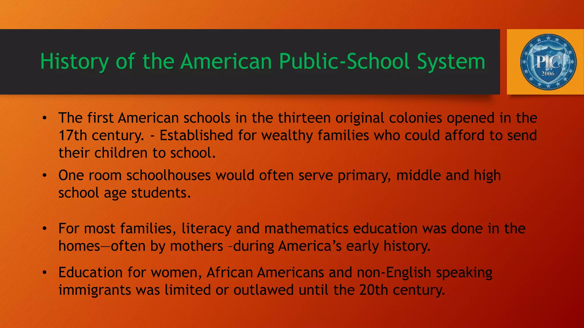History of American Education (Part 1) | PPTX