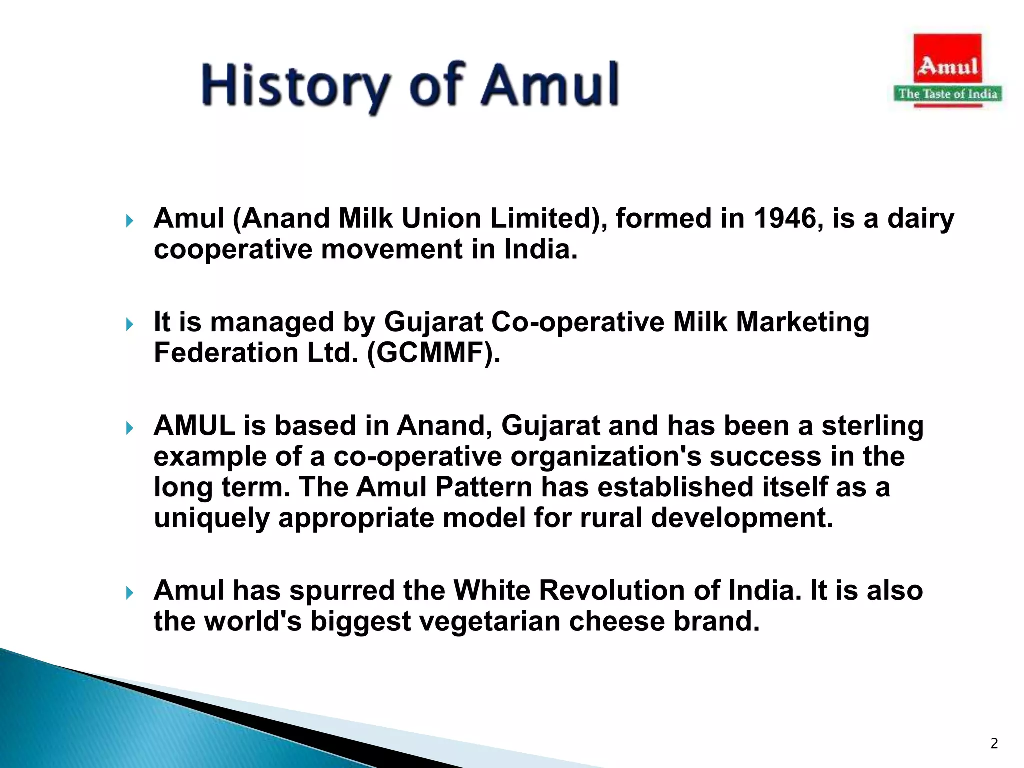 Amul - history and stats | PPTX | Food Industry | Industries