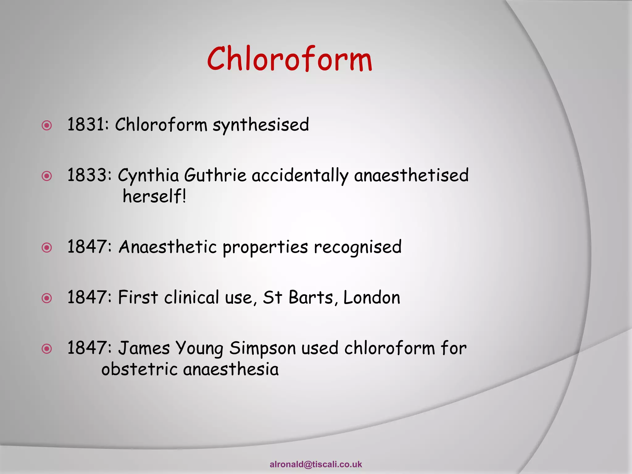 History of anaesthesia | PPTX