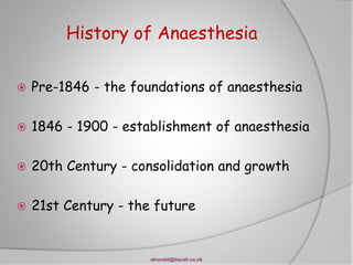 History of anaesthesia | PPTX