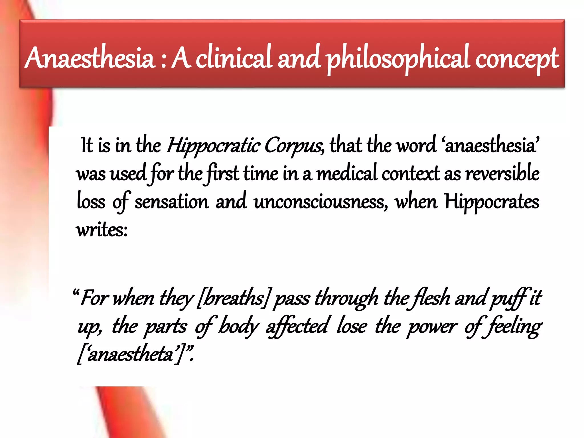 History of anaesthesia | PPTX