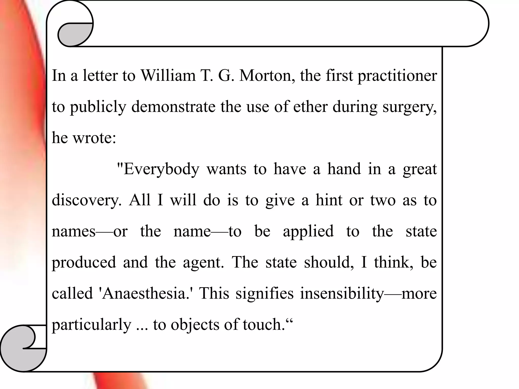 History of anaesthesia | PPTX