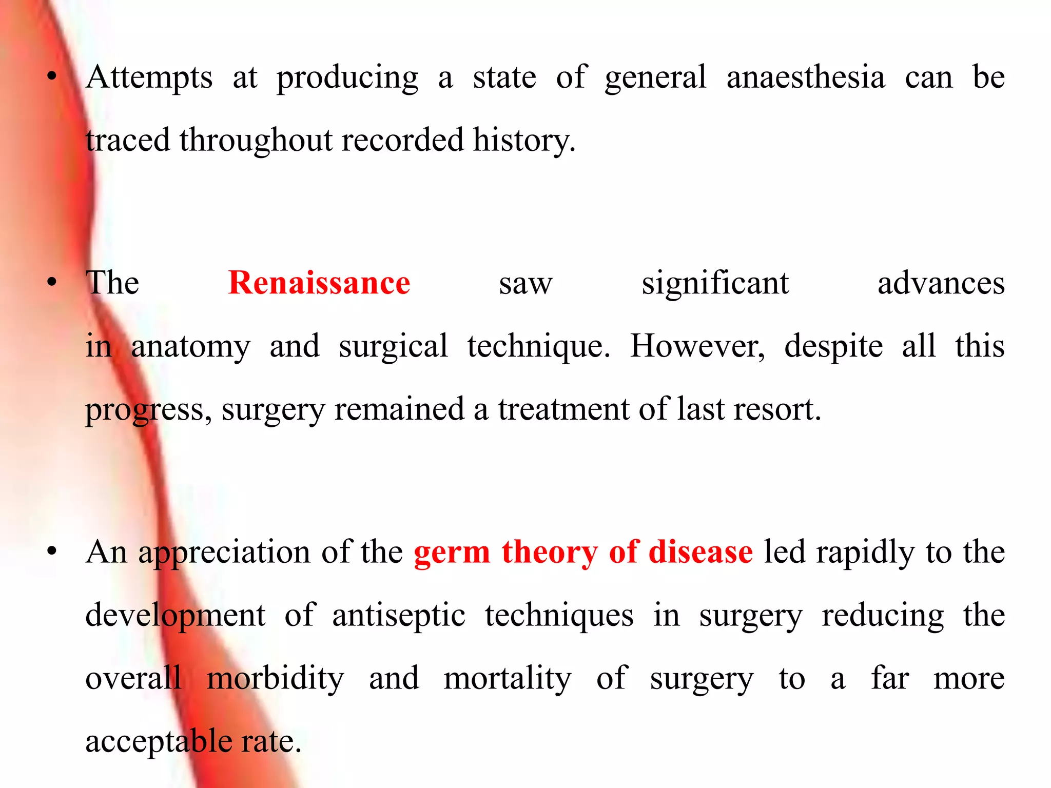 History of anaesthesia | PPTX