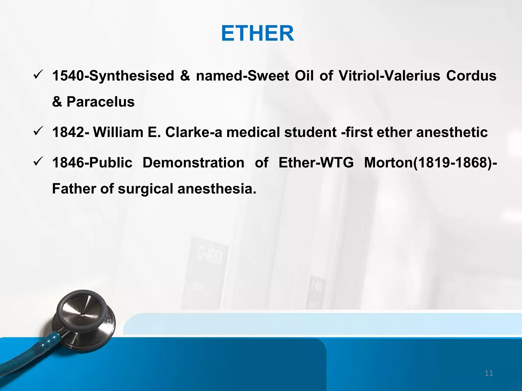 History of anaesthesia by Dr.V.Sravani | PDF