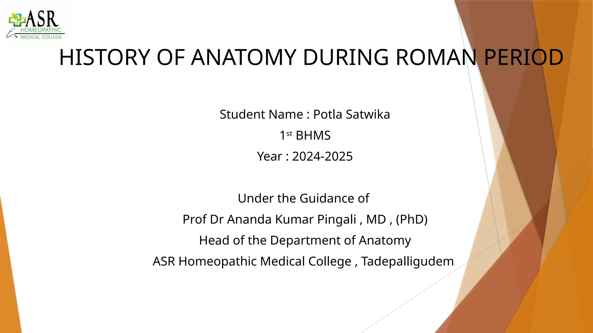History of Anatomy during the Roman Period | PPTX