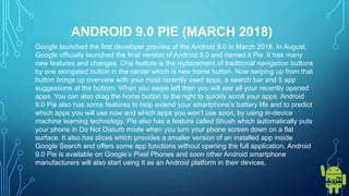 History of android os from 1.0 to 9.0 pie | PPTX