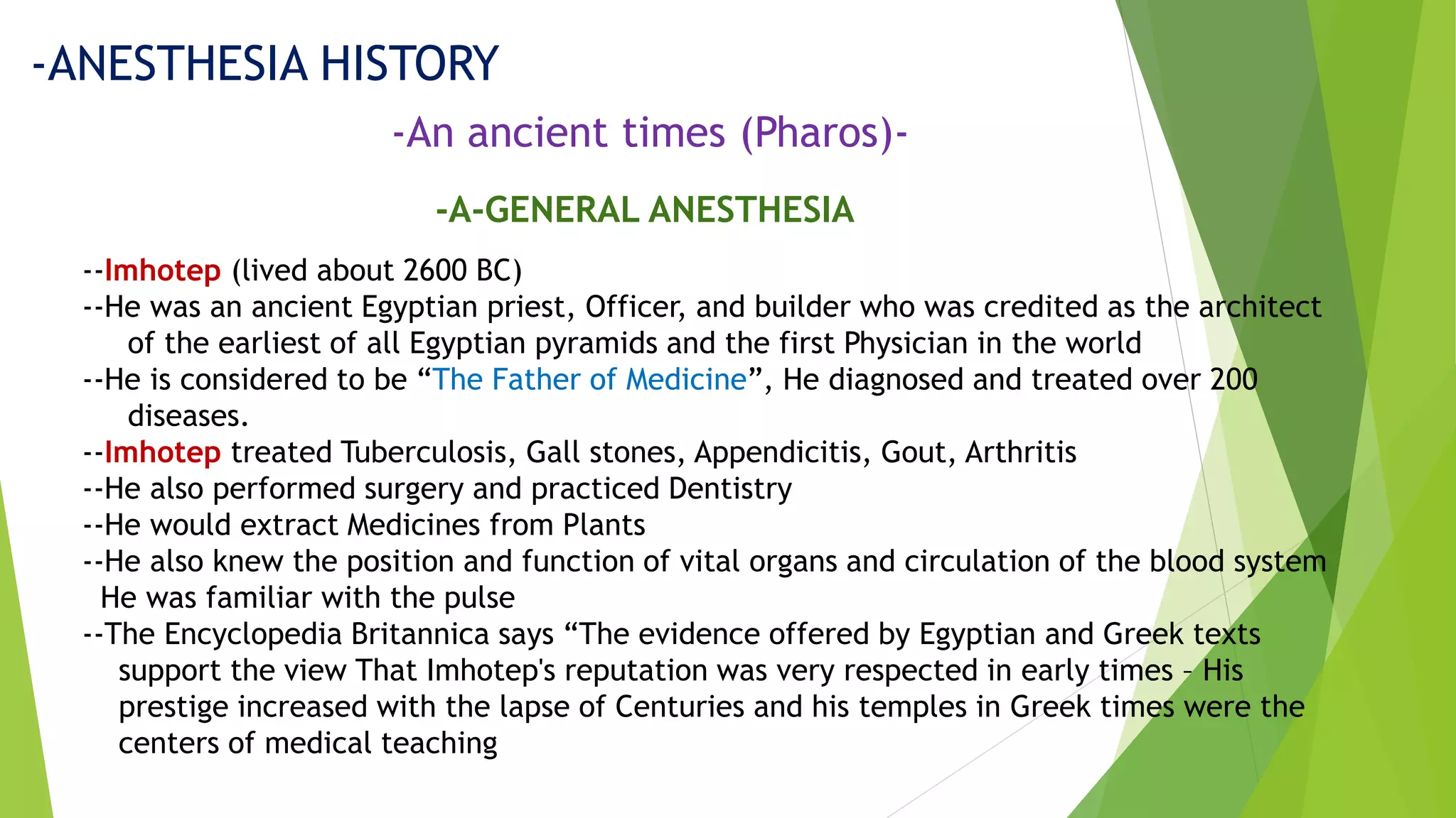 History of anesthesia. | PPTX