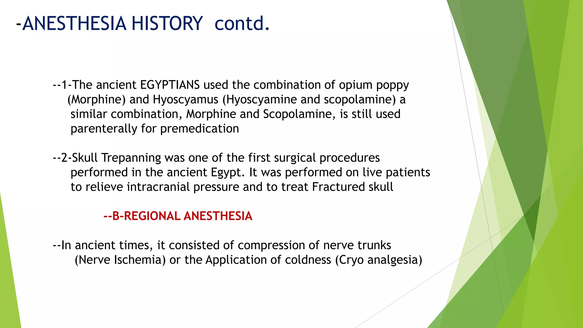 History of anesthesia. | PPTX