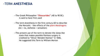 History of anesthesia. | PPTX
