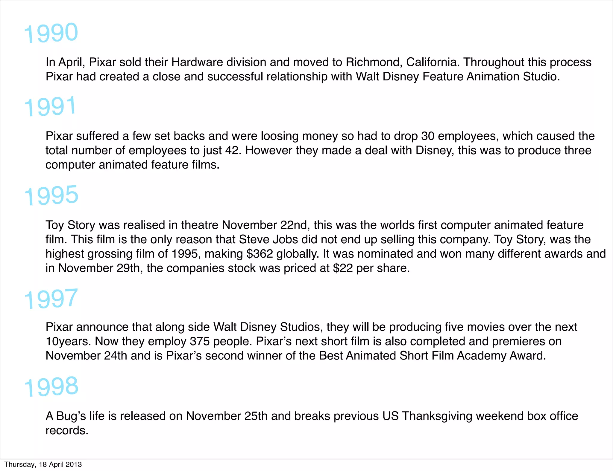 History Of Pixar | PDF | Computer Animation | Computer Software and ...