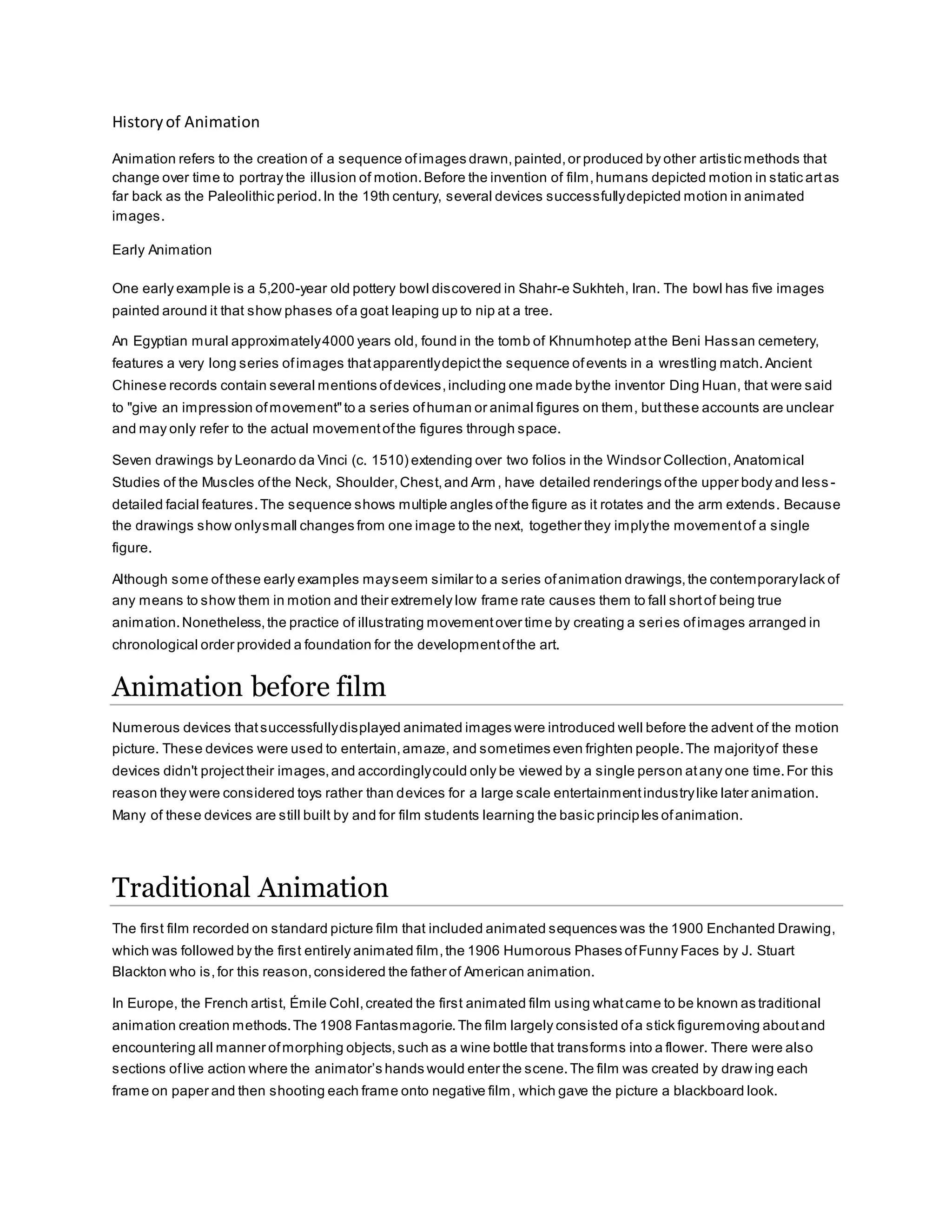 History of animation | DOCX