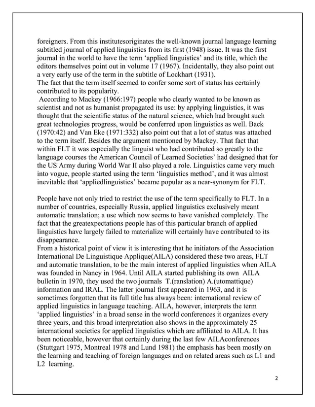 History of the term applied linguistics | PDF