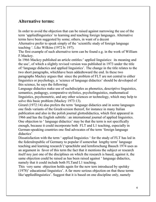 History of the term applied linguistics | PDF