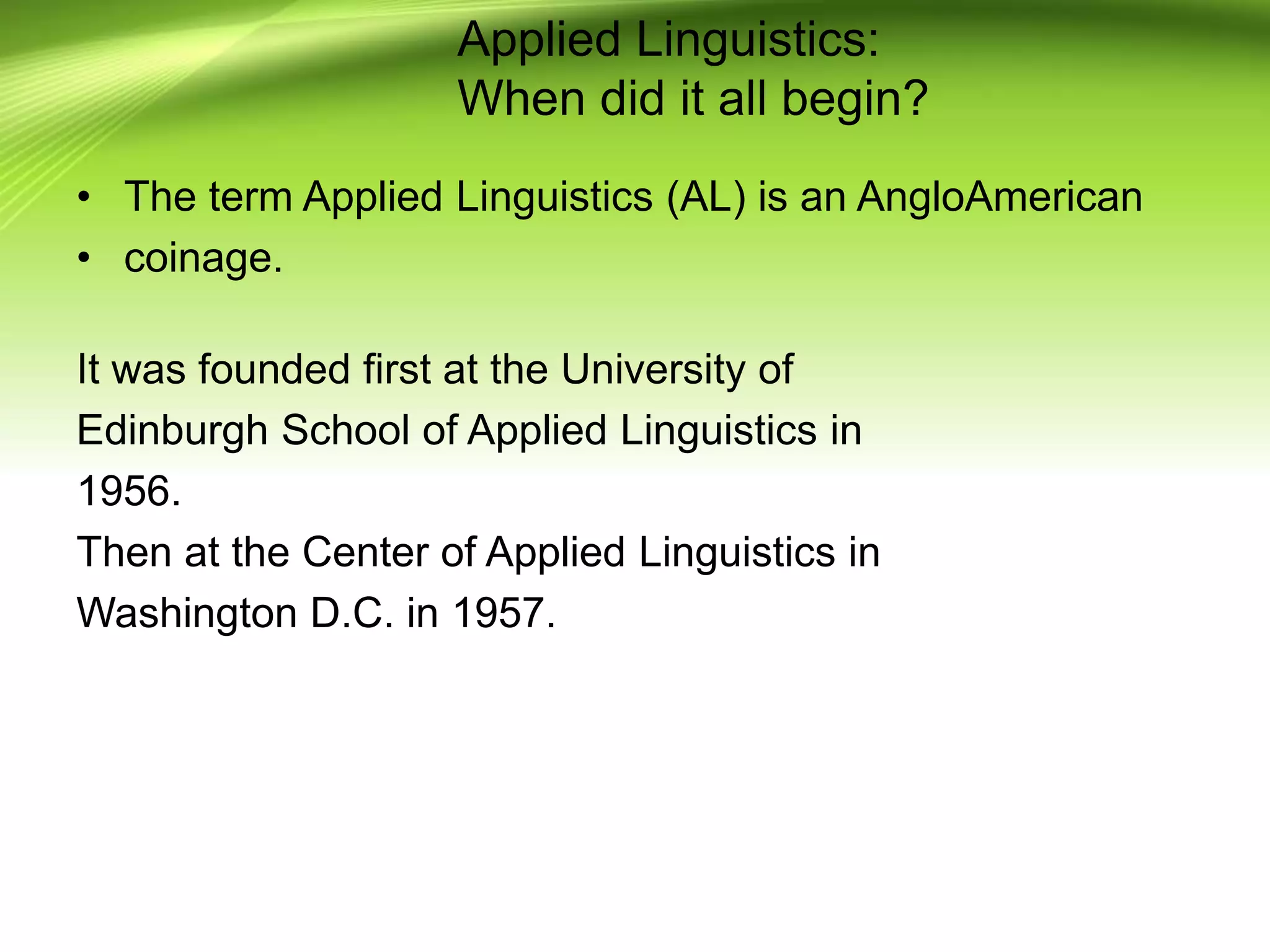 History of applied linguistic | PPTX