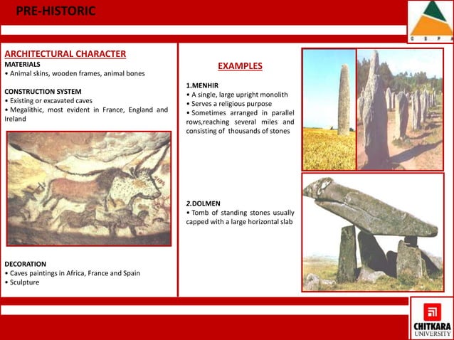 History of architecture (PREHISTORIC ARCHITECTURE) | PPSX | Geology | Science