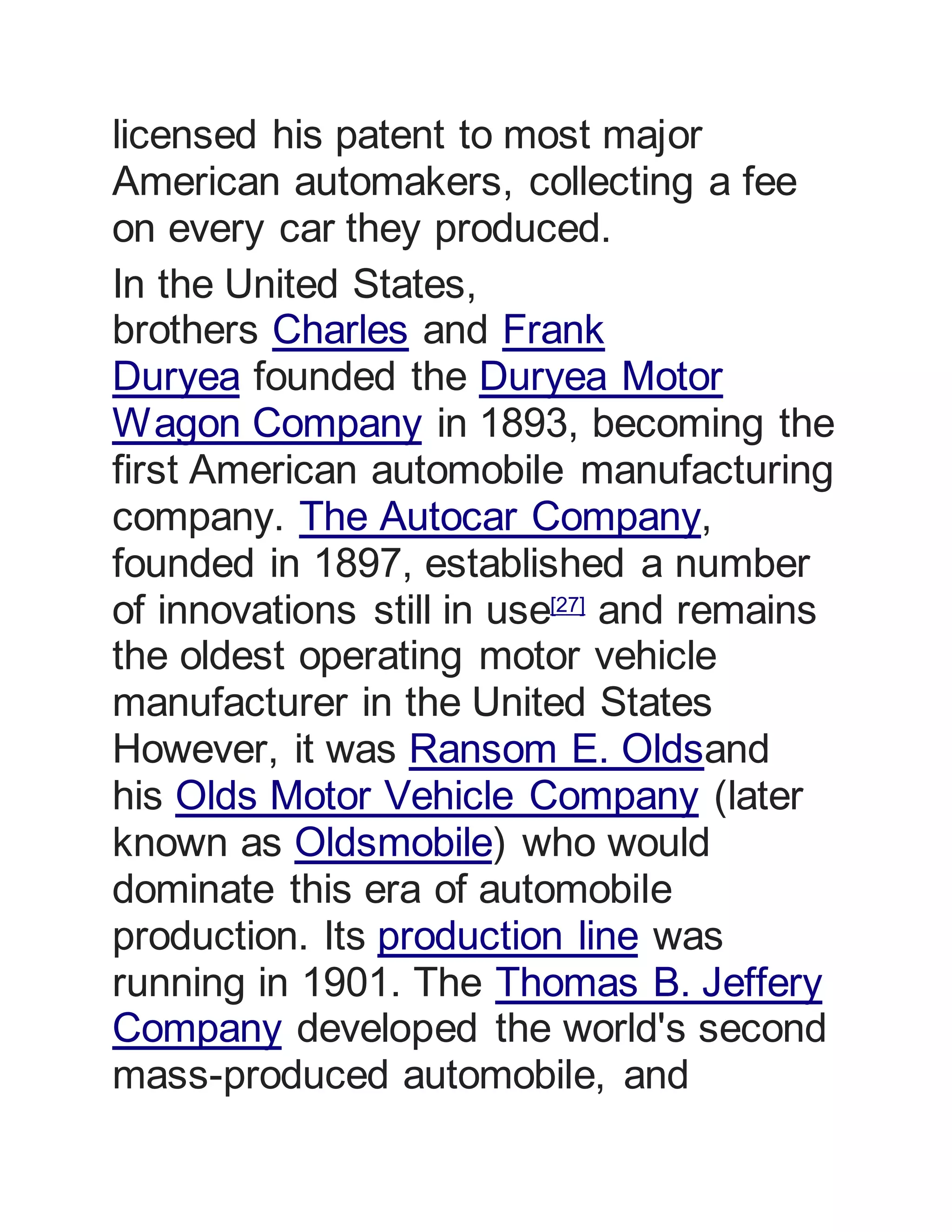History of automobile | DOCX