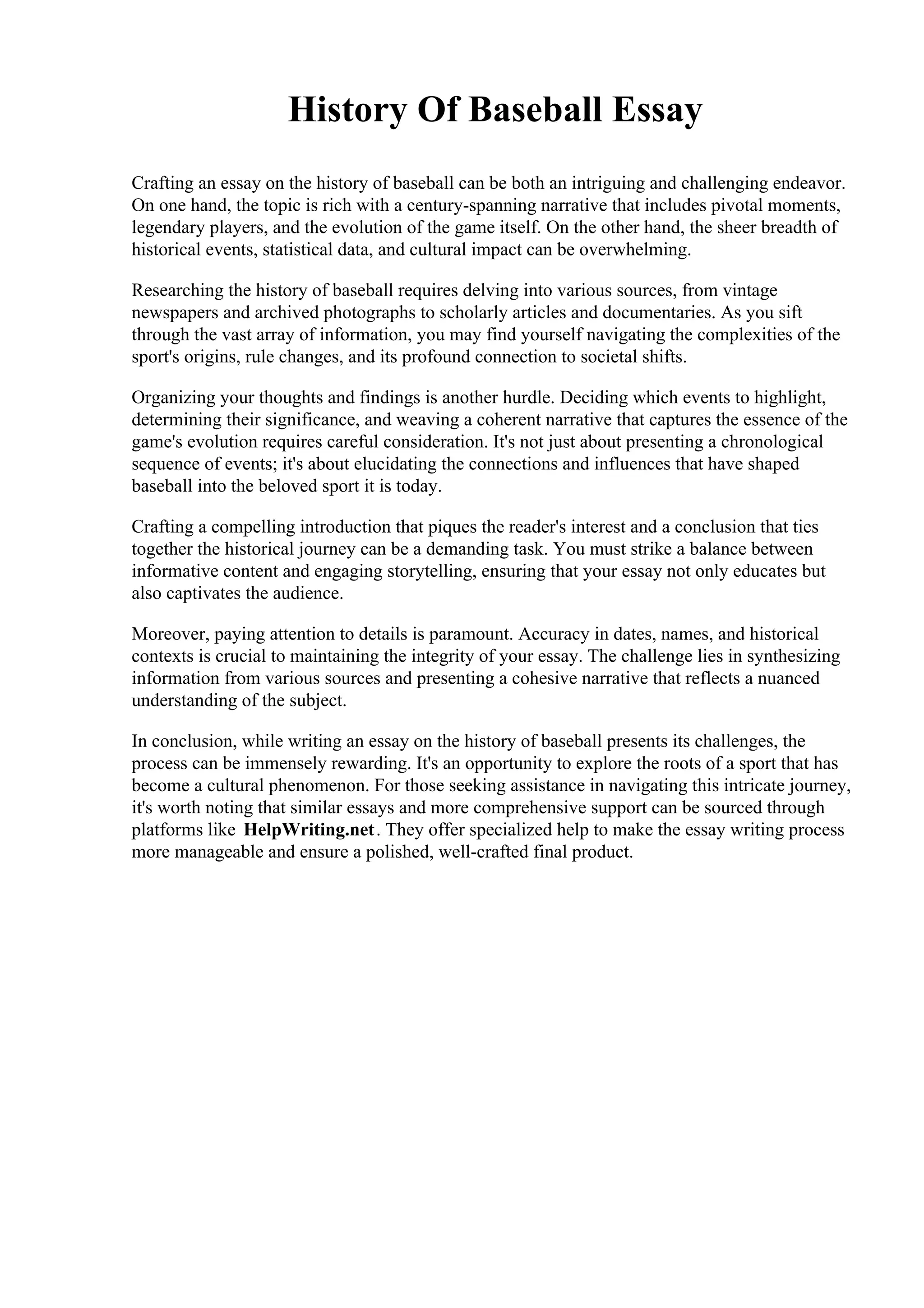 History Of Baseball Essay.pdf