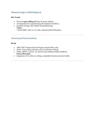 History of Biotechnology from 2000- 2026 | PDF