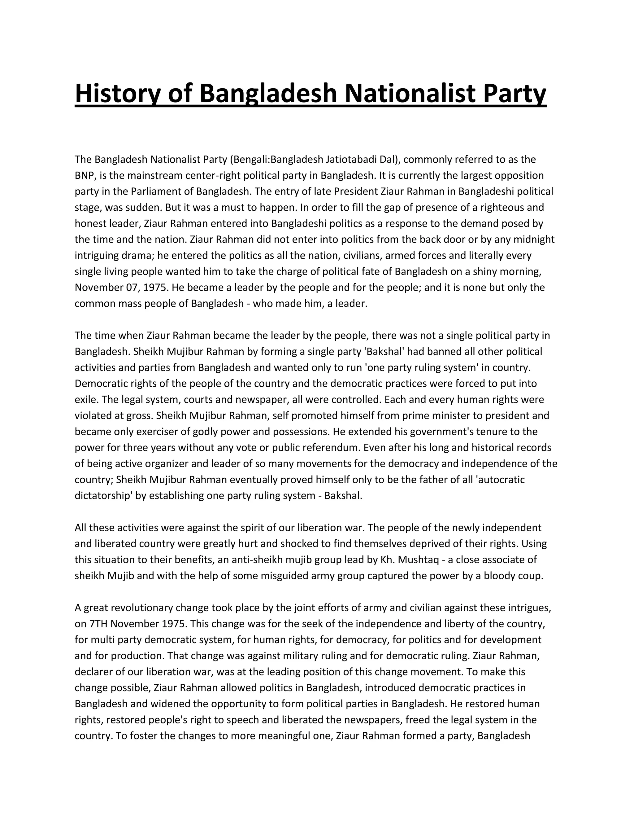 History of bnp | DOCX