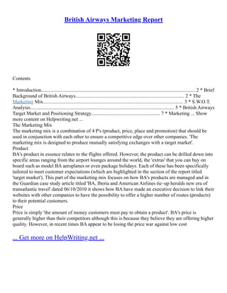 History Of British Airways | PDF