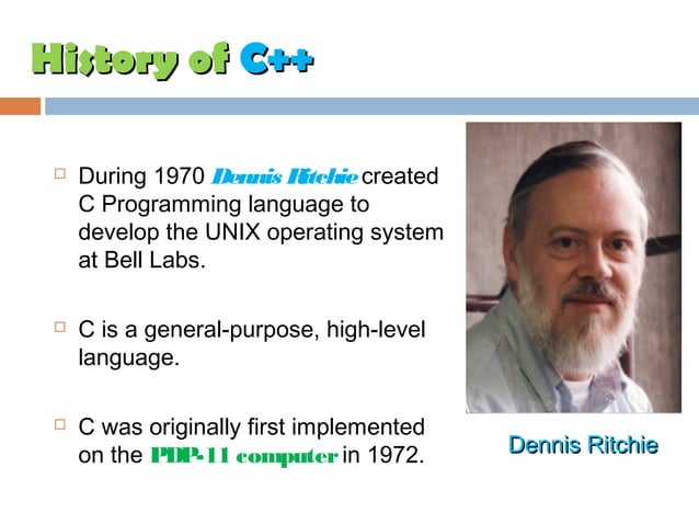 History of c++ | PPT | Programming Languages | Computing
