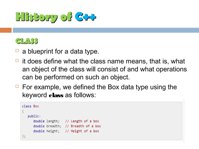 History of c++ | PPT | Programming Languages | Computing