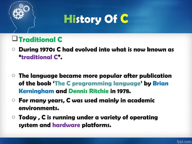 History of c | PPT | Programming Languages | Computing
