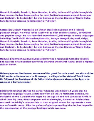 History of carnatic artists | DOCX