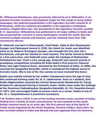 History of carnatic artists | PDF