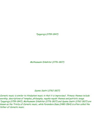History of carnatic artists | PDF