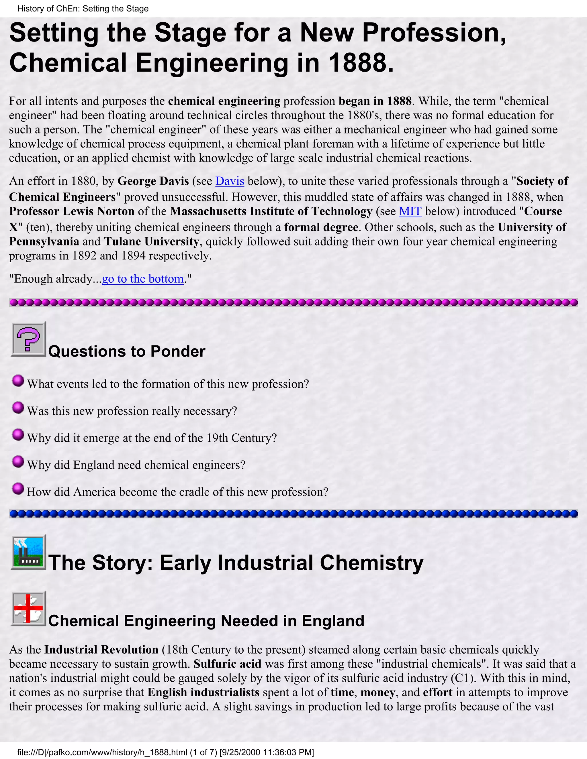History of chemical engineering [wayne pafko] | PDF