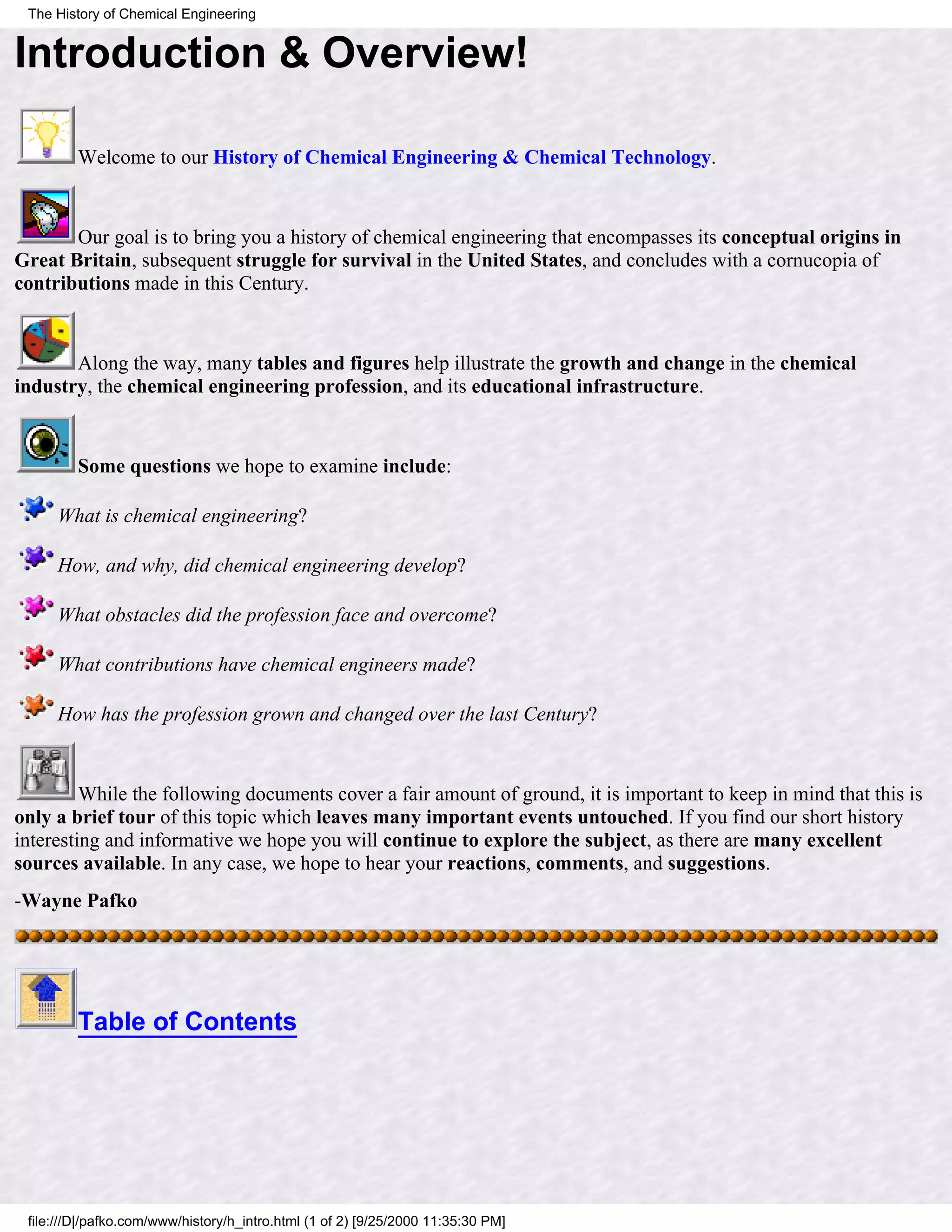 History of chemical engineering [wayne pafko] | PDF