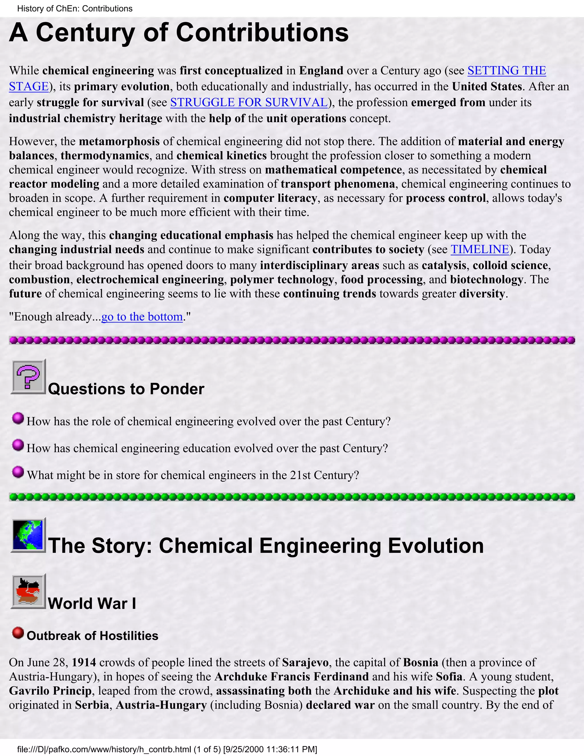 History of chemical engineering [wayne pafko] | PDF