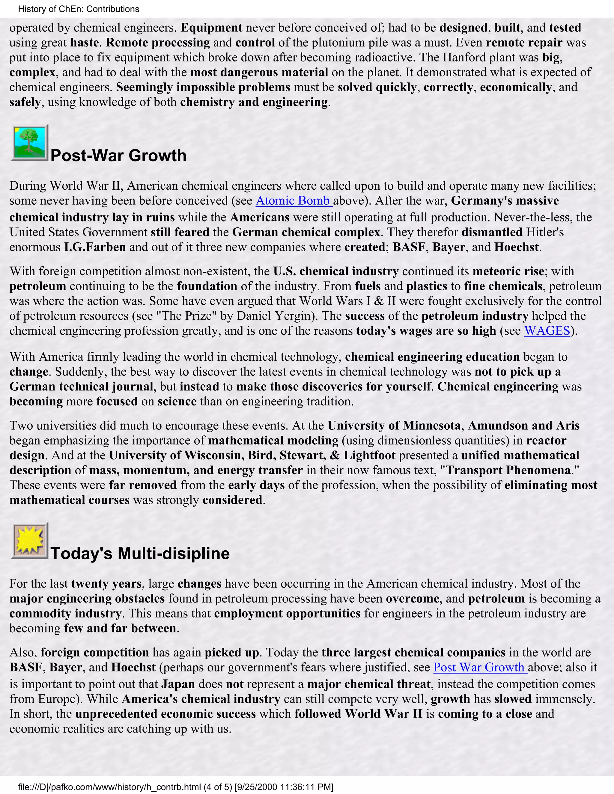 History of chemical engineering [wayne pafko] | PDF
