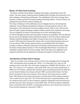 History of china stock exchange report | PDF