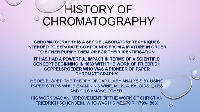 History of chromatography | PPTX | Chemistry | Science
