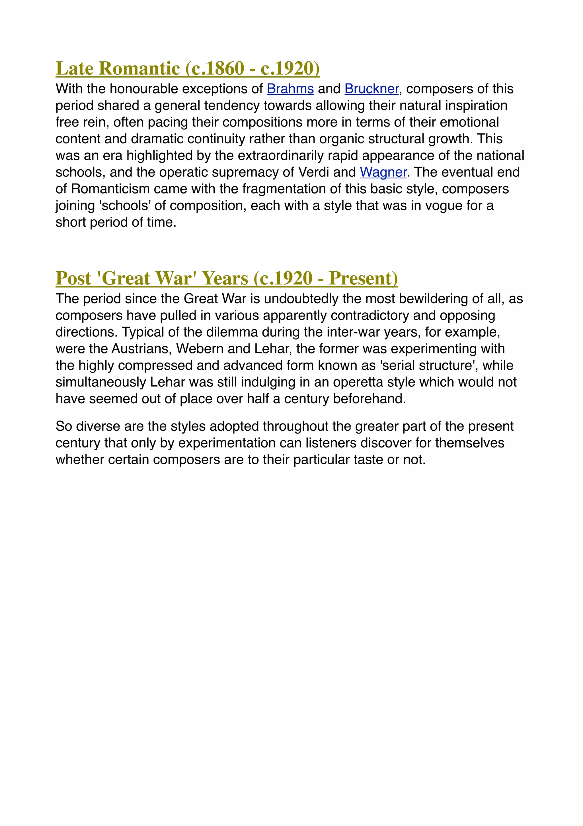 History of Classical Music Eras (thanks, Naxos) | PDF