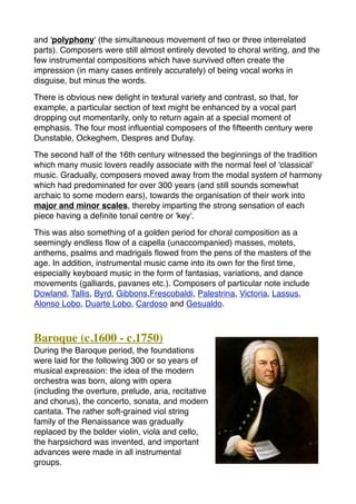 History of Classical Music Eras (thanks, Naxos) | PDF