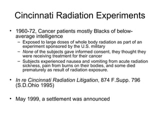 University Of Cincinnati Radiation Experiments