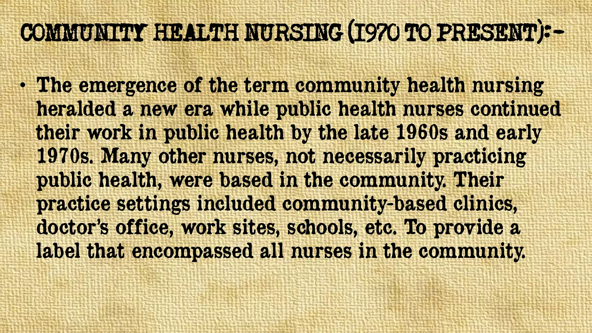 History of community health nursing | PDF