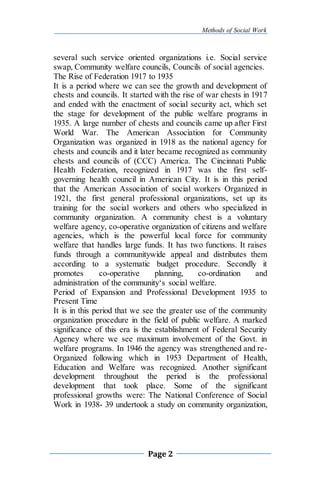 History of community work | DOCX | Government Support and Welfare ...